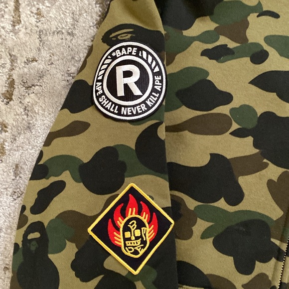 Bape | Sweaters | Bape Camo Hoodie With Patches Mens Xl | Poshmark